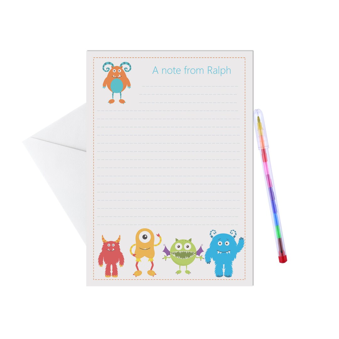 Monster Personalised Letter Writing Set A5 Pack of 15 Sheets ...