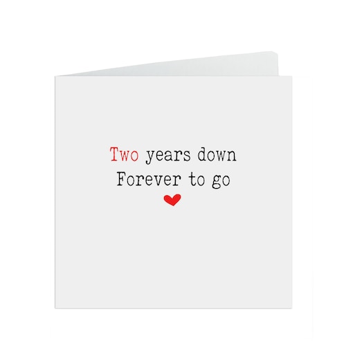 2nd Anniversary Card Two Years Down Forever to Go - Etsy