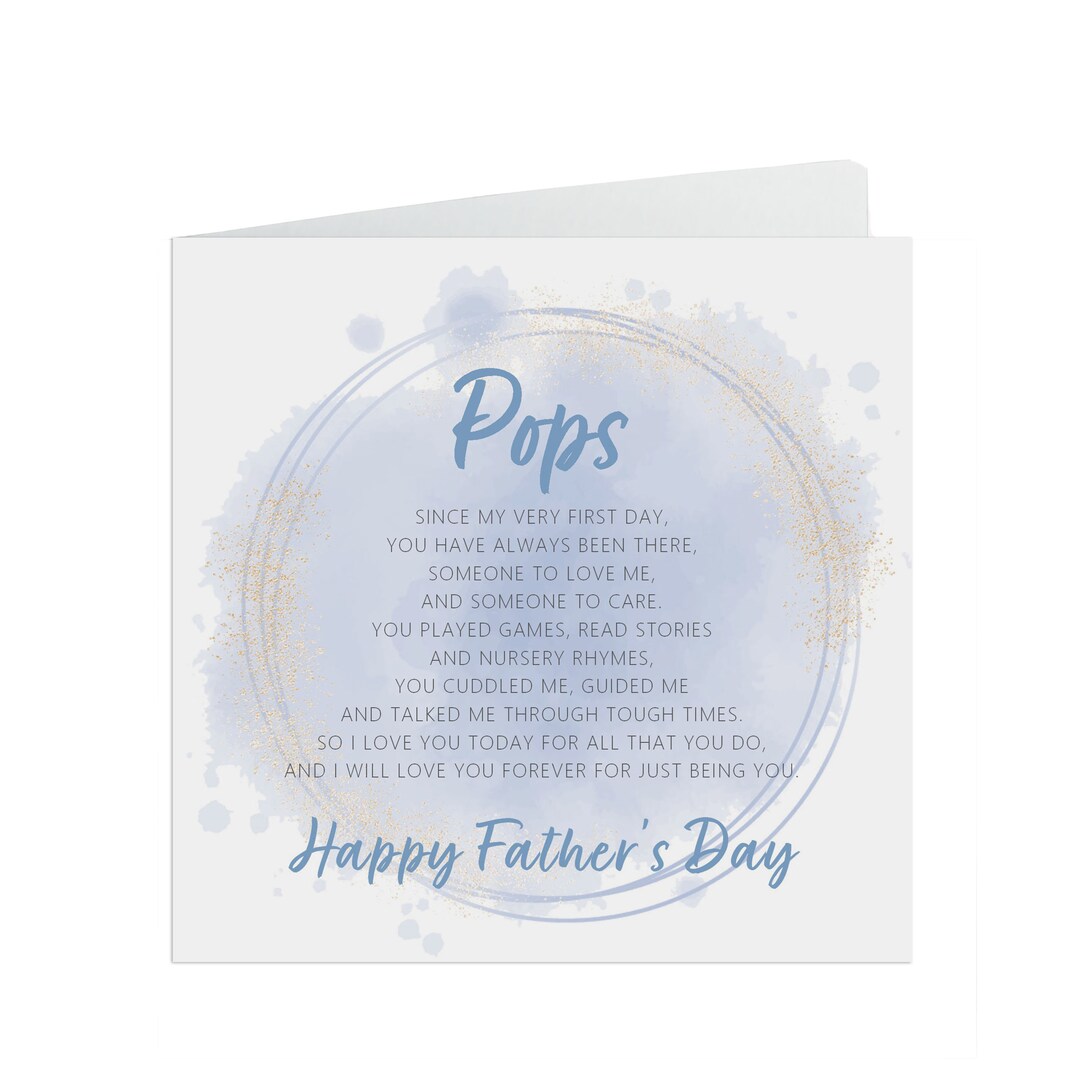 Pops Father's Day Poem Card Modern Watercolour Design - Etsy