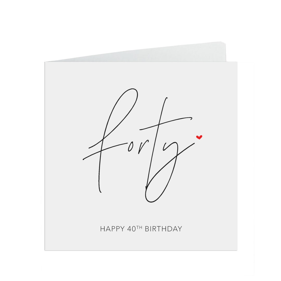 40th Birthday Card Simple Forty Birthday Design Etsy 40th-birthday-card-simple-forty-birthday-design-etsy