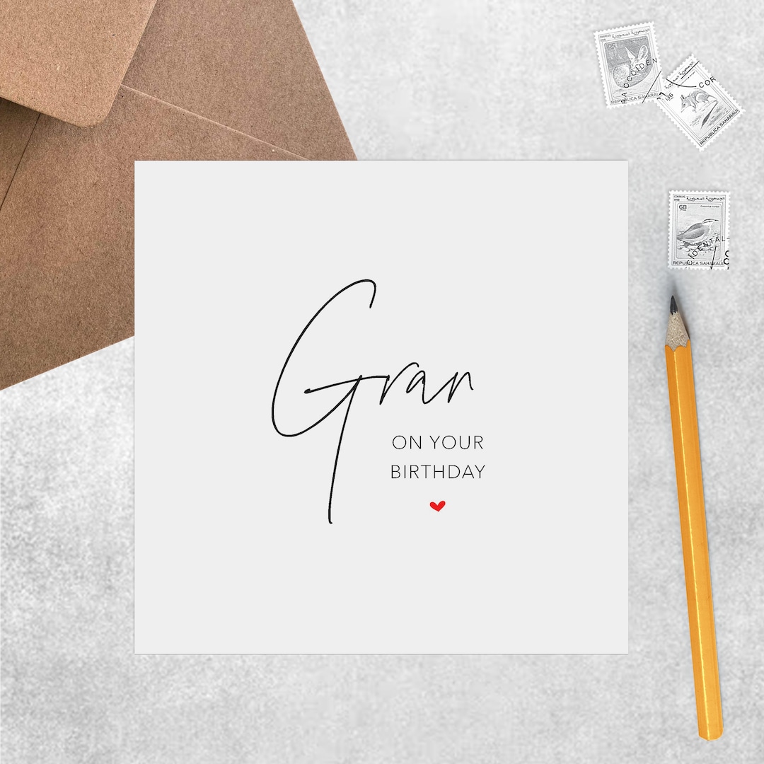 Gran Birthday Card Simple Elegant Design - Etsy