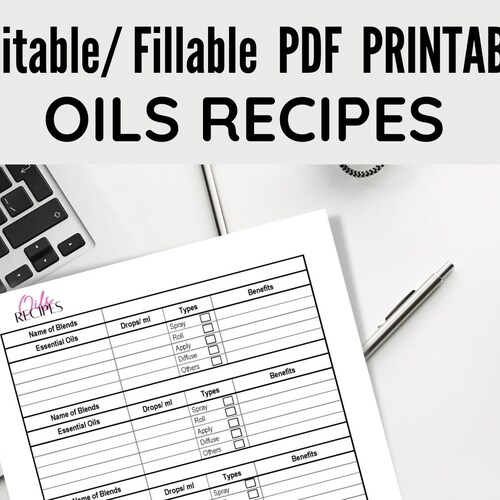 Oil Printable Oil Accessories Digital Oil Printable List | Etsy