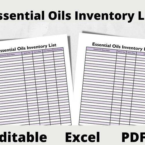 Young Living Essential Oil Inventory Printable and Editable - Etsy