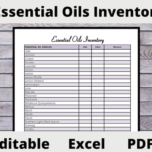Young Living Essential Oil Inventory Printable and Editable - Etsy