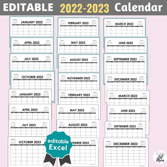 Editable 2022-2023 Monthly Calendar Printable Planner 2022 | Etsy