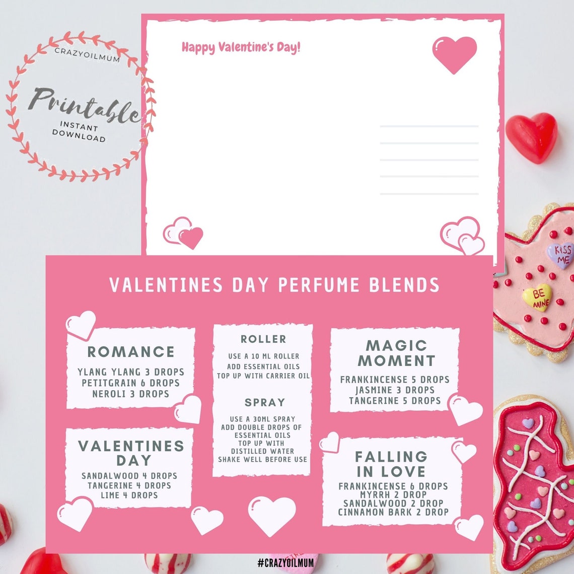 Valentines Day Diffuser Blends Recipe Card, Perfume Blend Recipes ...