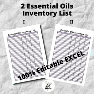 Blank Essential Oils Inventory List Printable. Fully Editable Excel ...