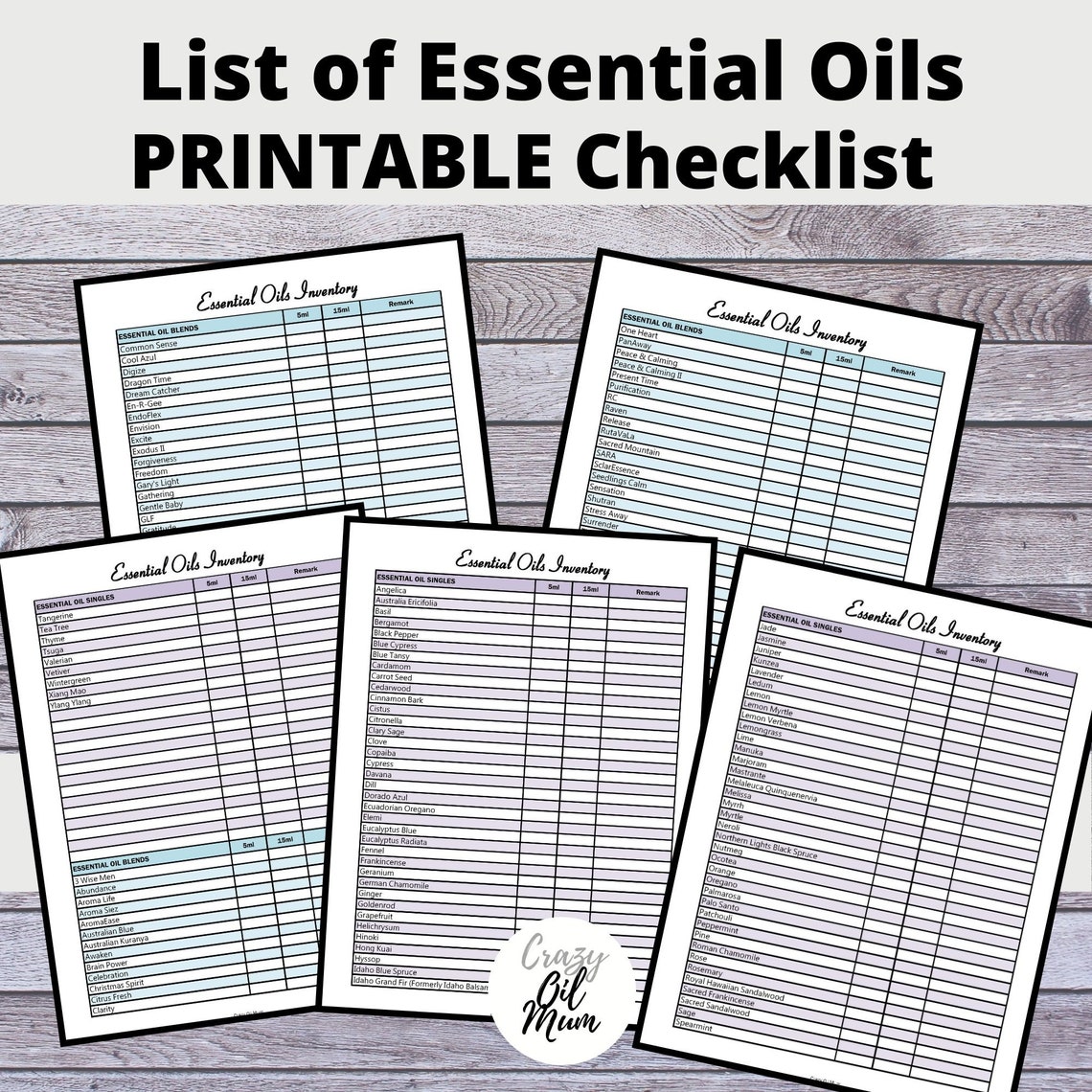 Young Living Essential Oil Inventory Printable and Editable | Etsy Hong ...