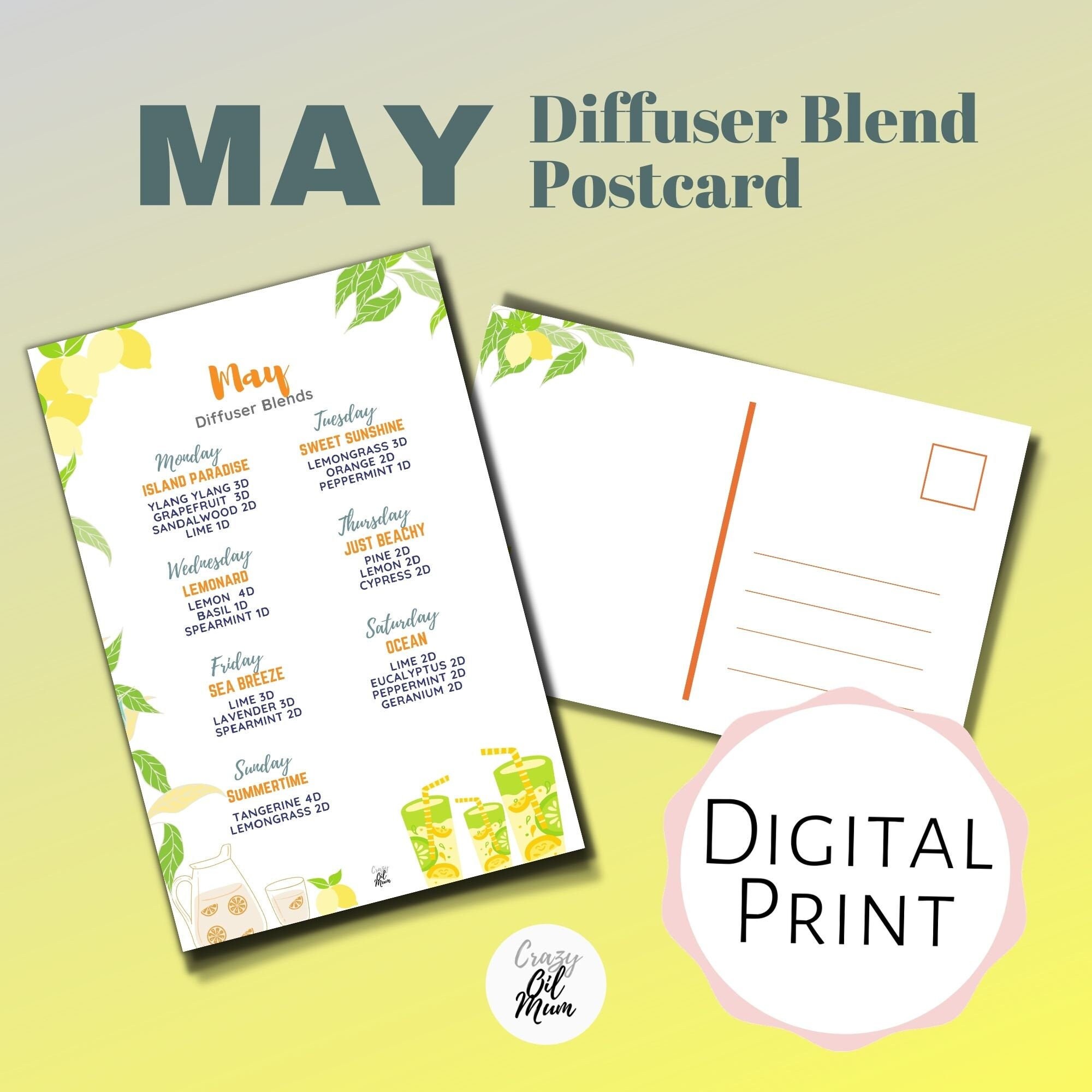 May Diffuser Recipes Postcard, Essential Oils, Printables, Instagram ...
