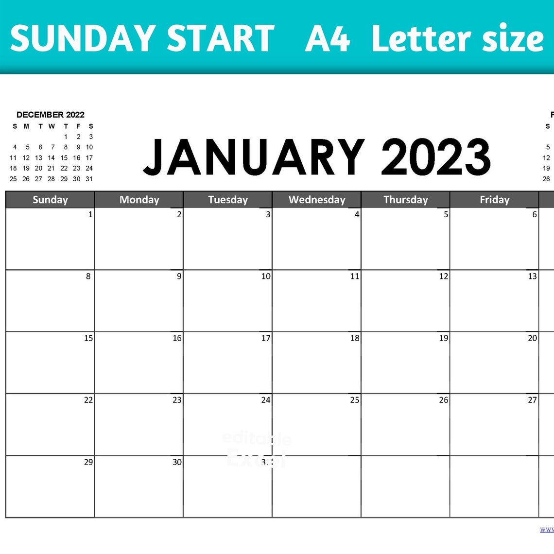 Editable 2022-2023 Monthly Calendar Printable Planner 2022 | Etsy