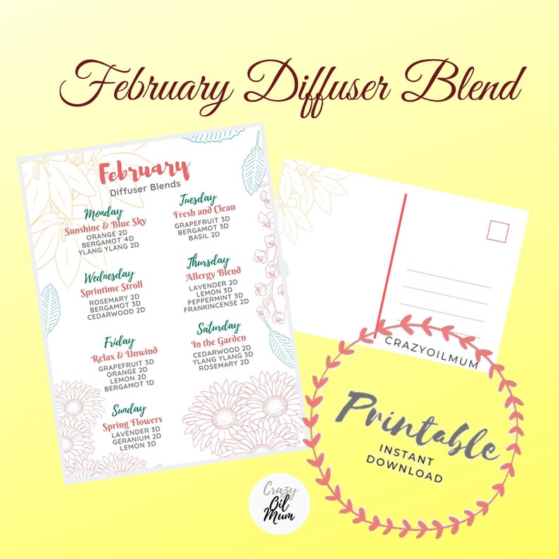 February Diffuser Blends Postcard, Printables, Digital Art, Instagram ...