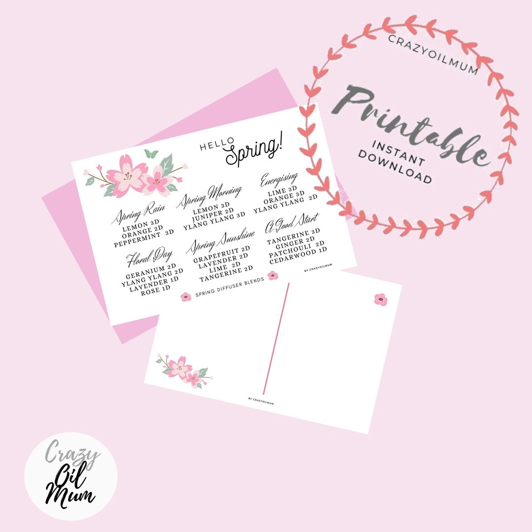 Spring Diffuser Blends Postcard Essential Oils Postcard Diffuser