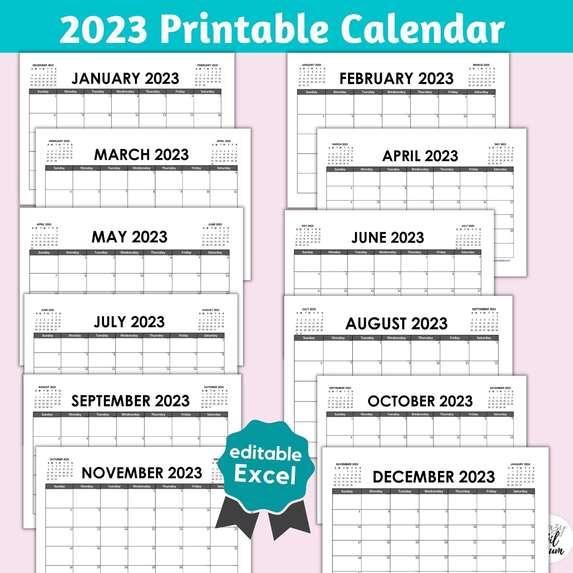 Editable 2022-2023 Monthly Calendar, Printable Planner, 2022 Planner ...
