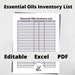 Blank Essential Oils Inventory List Printable. Fully Editable Excel ...