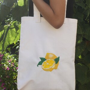 Lemon Tote Bag Hand Bag Embroidered Custom Bags Cotton Market Bags ...