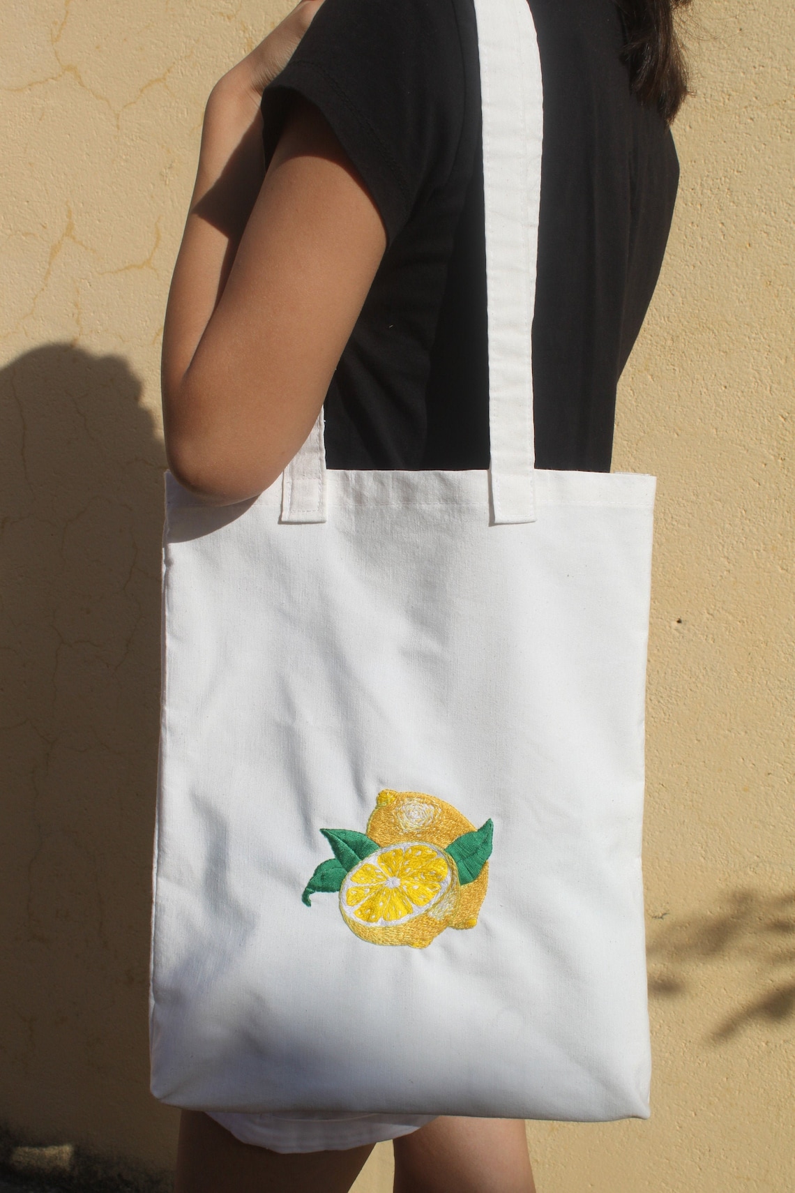 Lemon Tote Bag Hand Bag Embroidered Custom Bags Cotton Market - Etsy