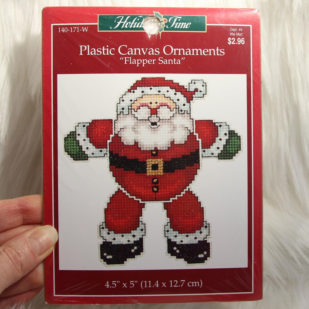 Holiday Time Flapper Santa Ornament Kit – DIY Plastic Canvas – 4.5 X 5 ...