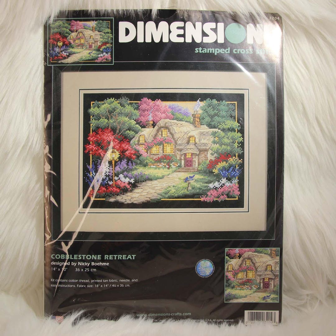 Dimensions Stamped Cross Stitch Kit “cobblestone Retreat” by Nicky ...