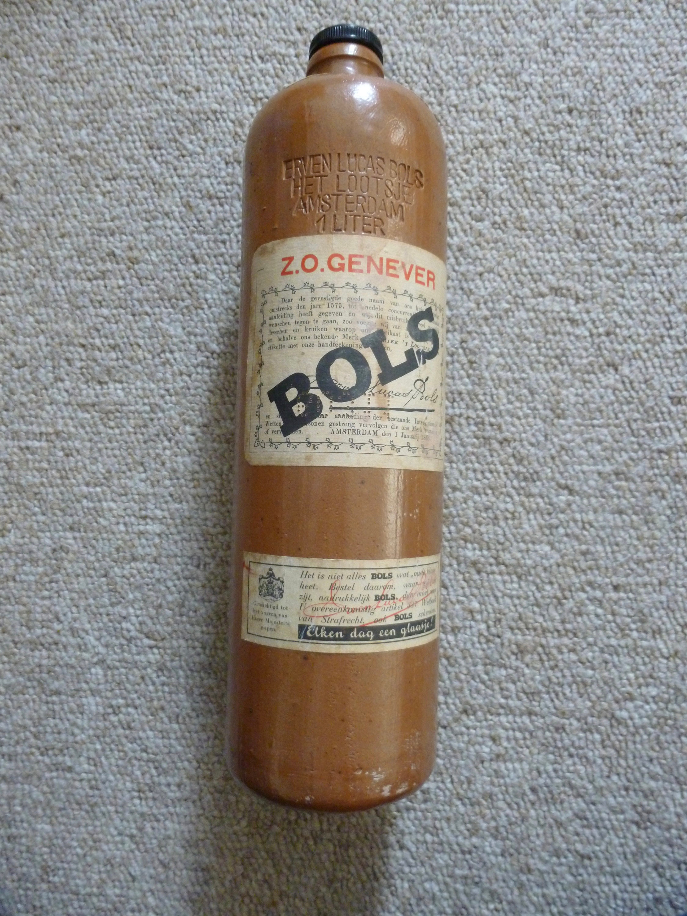 Even Lucas Amsterdam 1 litre Bols Stoneware bottle with original paper ...