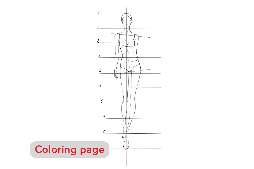 Premium Coloring Page - Women Body Face Proportions - Adult Coloring ...