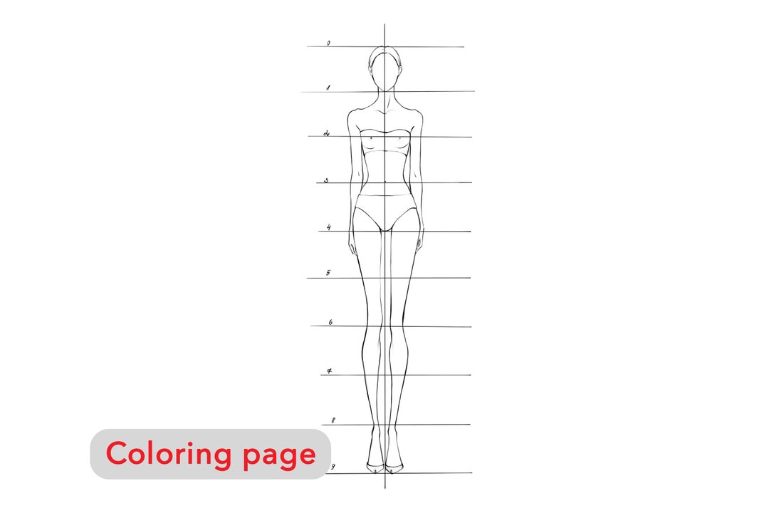 Premium Coloring Page - Women Body Proportions - Adult Coloring Pages ...