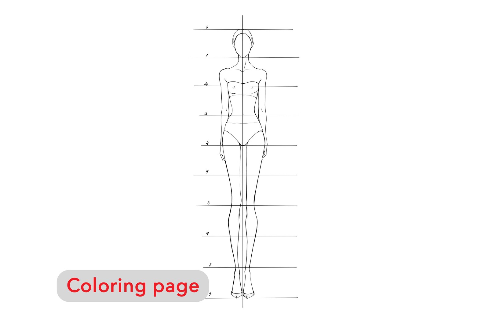 Premium Coloring Page - Women Body Proportions - Adult Coloring Pages ...