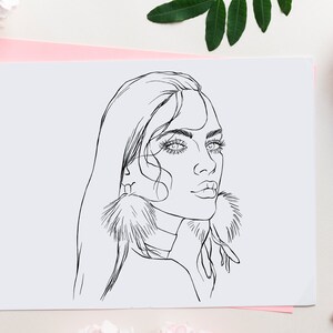 Coloring Page, Girl in Earrings, Girl Portrait, Digital Download, Adult ...