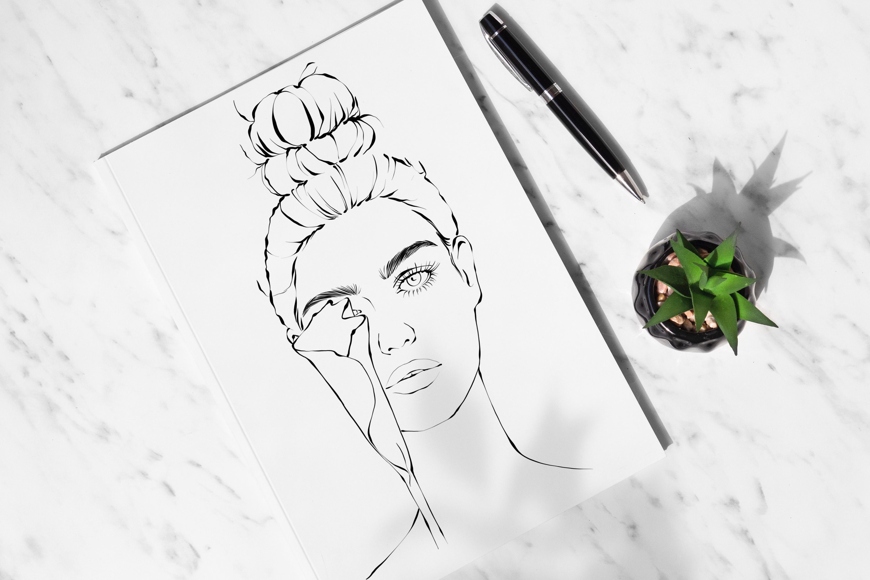 Coloring Page Girl With Kala Flower Portrait Digital Download - Etsy