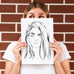 Coloring Page, Playful Look, Girl Portrait, Digital Download, Adult ...