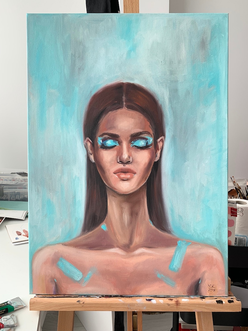 Original Oil Art cold Eyes Oil Painting Created by | Etsy