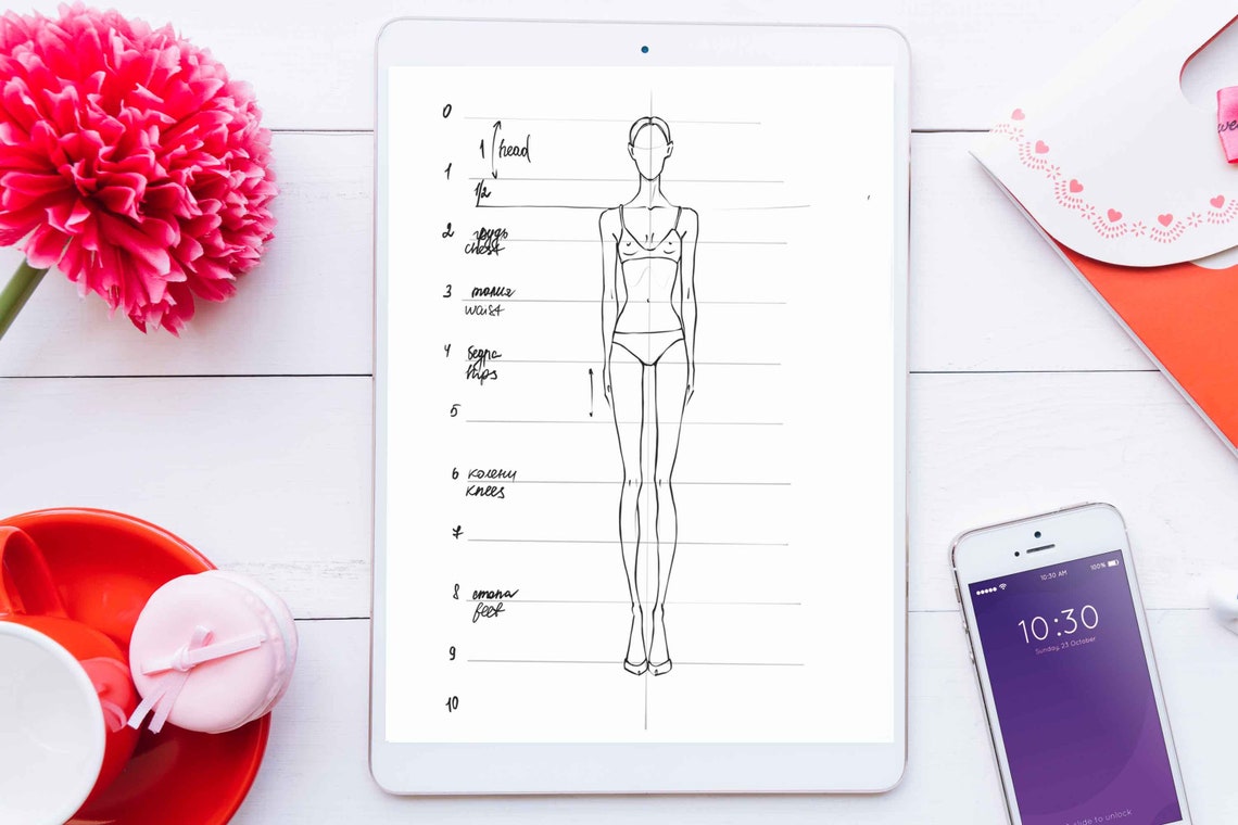 Premium Coloring Page - Women Body Face Legs Proportions - Set of ...