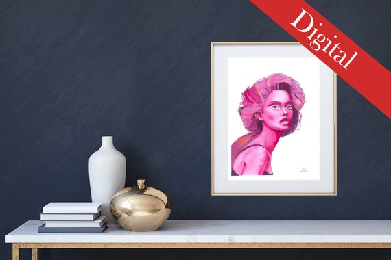 Digital Download Pink Girl Watercolor Girl Digital Prints - Etsy