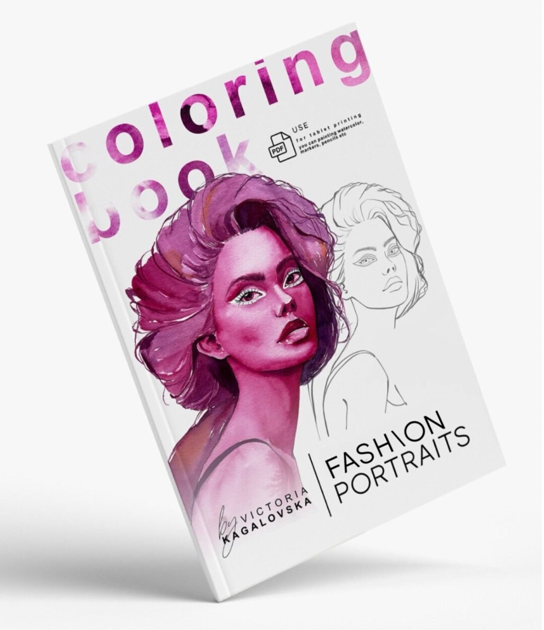 Digital Coloring Book Woman Portraits, Fashion Illustration, Adult ...