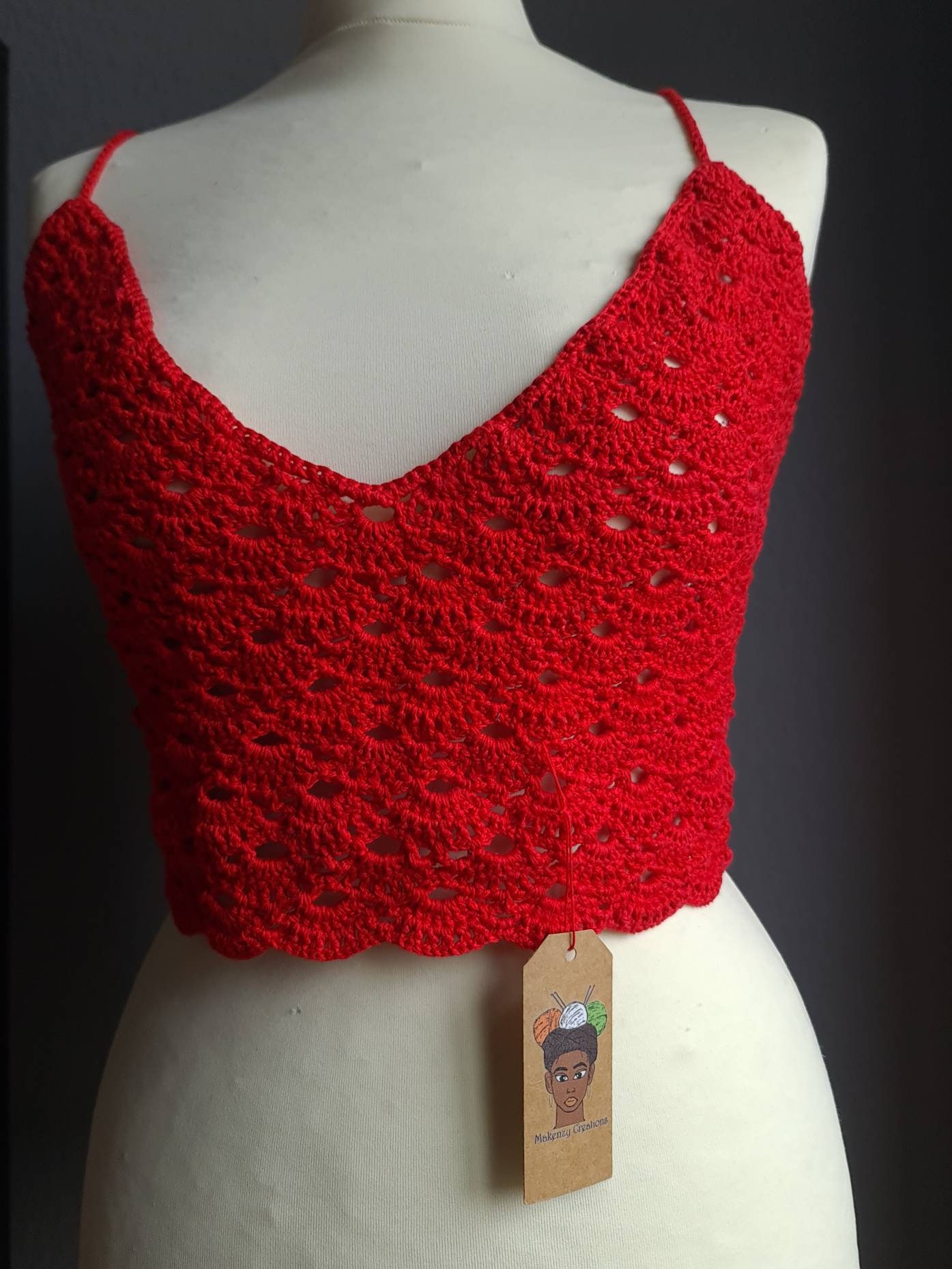 Belly-free Crochet Top, Handmade Crochet Top, Red Crochet Top, Airy Top ...