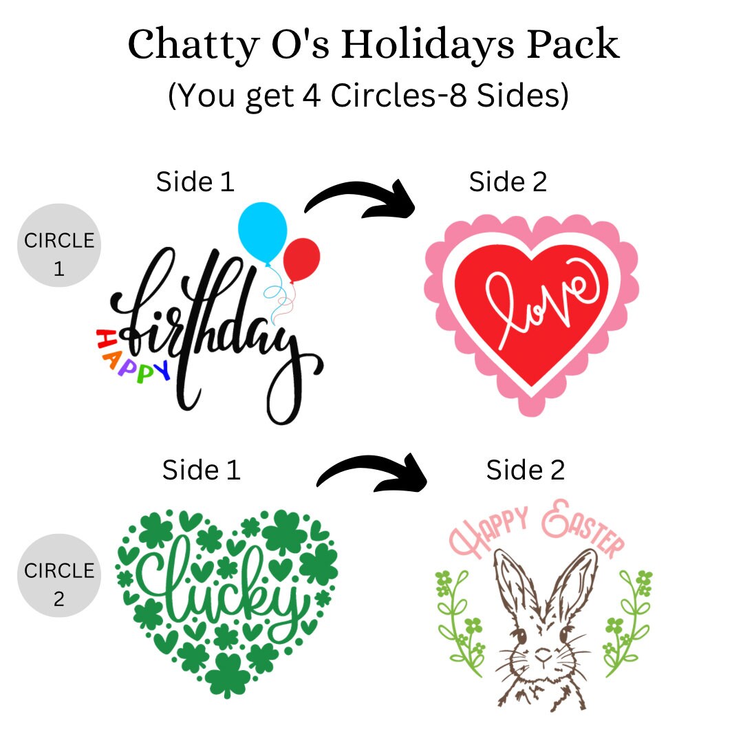 4 Pack Holiday Chatty Os Interchangeable Sign Circles 8 Reversible ...