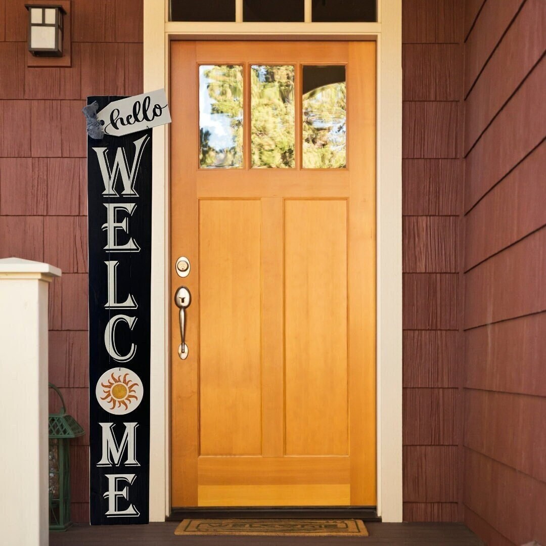 6 Ft Hello Welcome Interchangeable Porch Sign Wooden Home | Etsy