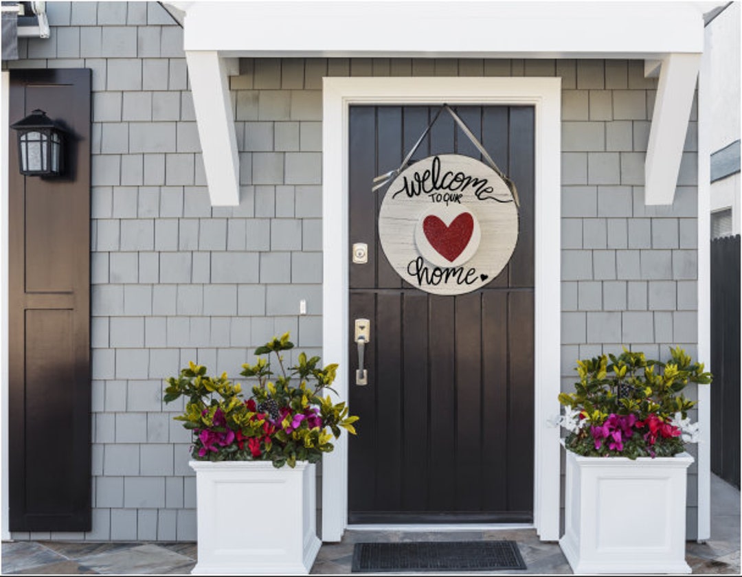 18 Antique White Circle Welcome Sign, Hello Circle Sign , Home Decor ...