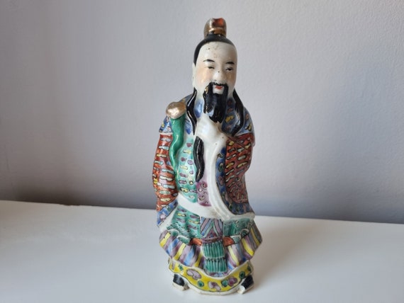 Large Antique Chinese Fuxing Famille Porcelain God Statue | Etsy UK