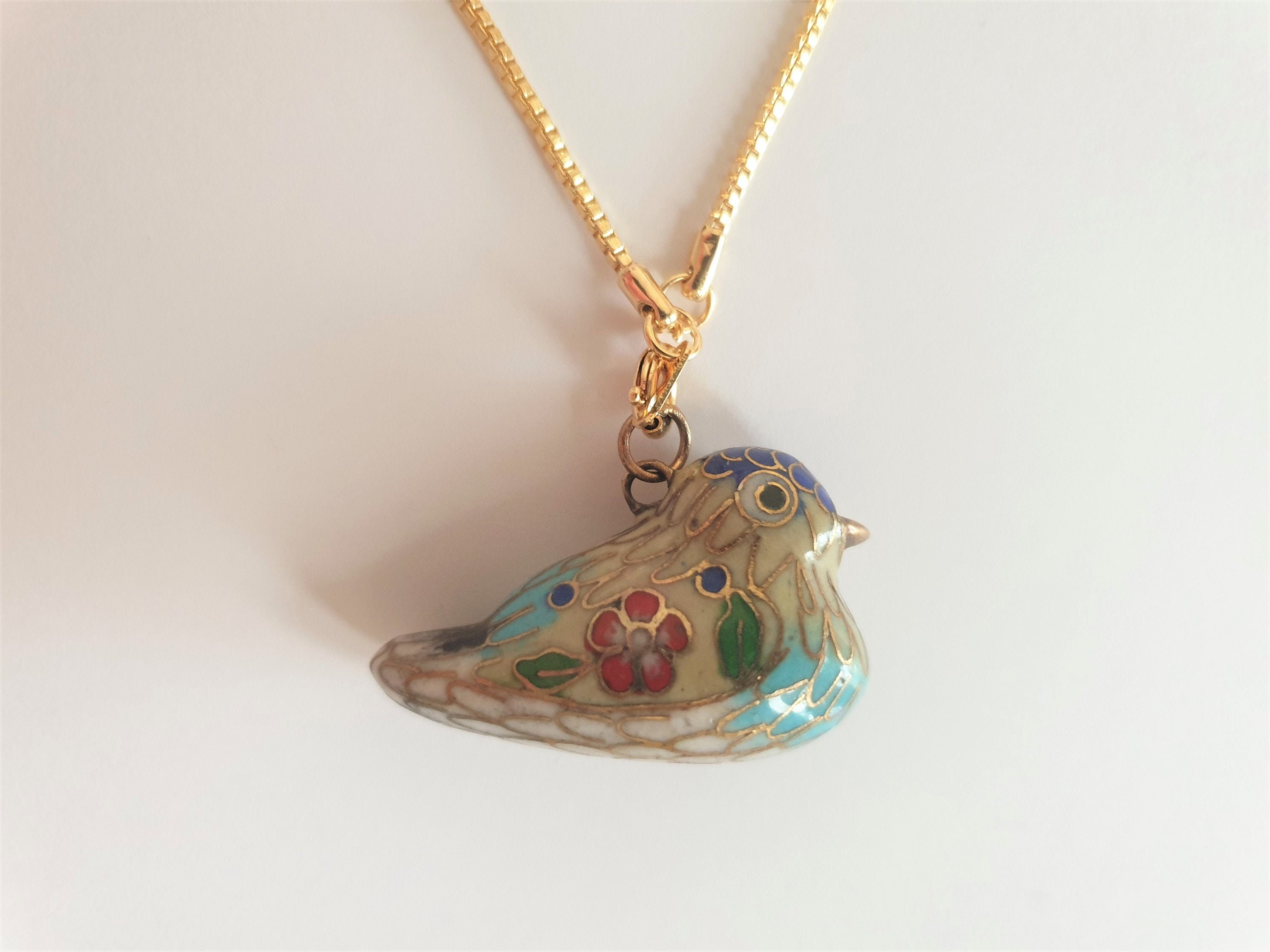Beautiful Chinese Vintage Necklace Cloisonne Enamel Bird - Etsy UK