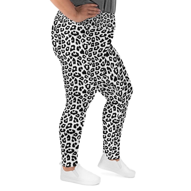 Snow Leopard Plus Size Leggings, Cheetah Print Leggings, High Waist ...