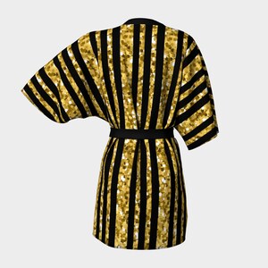 Gold and Black Stripes Kimono Robe - Etsy
