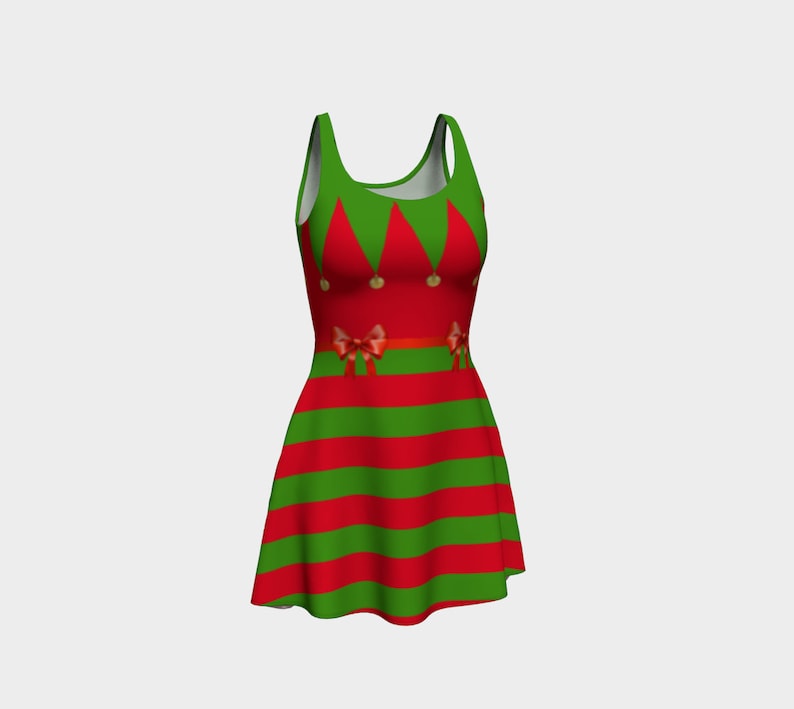 Red and Green Christmas Elf Dress - Etsy