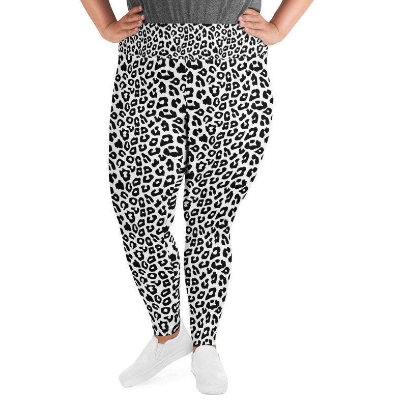 Snow Leopard Plus Size Leggings, Cheetah Print Leggings, High Waist ...