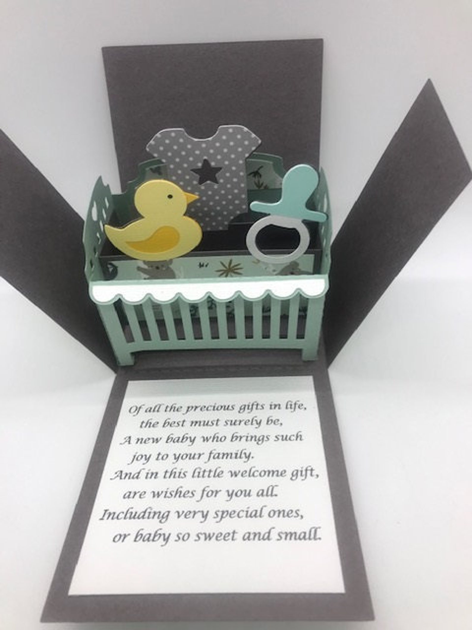 Baby Crib Card Non-gender-baby Crib Box Card-3d Card- Homemade Card ...