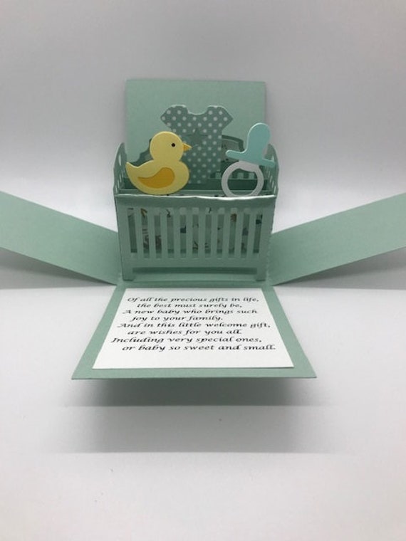 Baby Crib Card Non-gender-baby Crib Box Card-3d Card Homemade - Etsy