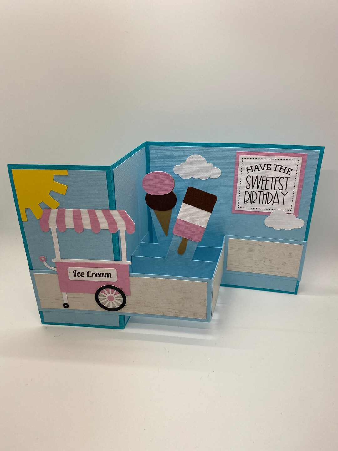 Ice Cream Birthday Card-3d Card-handmade-free Shipping - Etsy