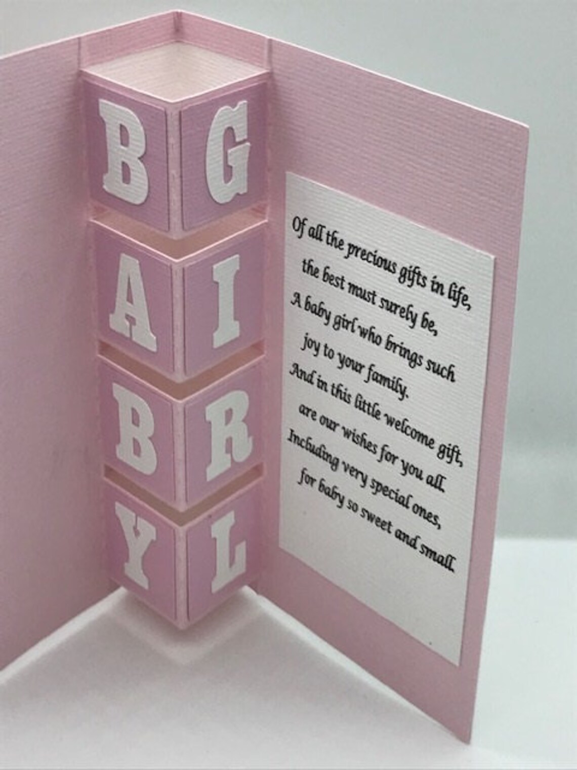 Baby Girl Card-handmade-pop-out-3d-baby Shower-new Baby-custom - Etsy
