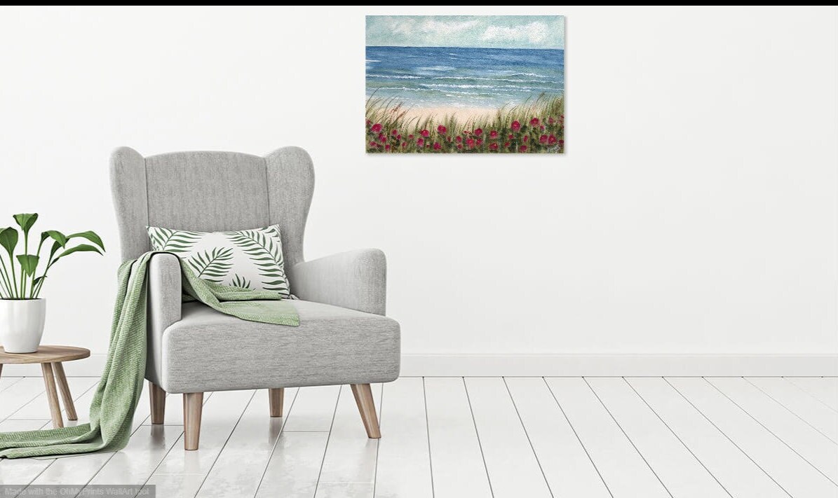 Beach Rose Path Watercolor Print - Beach House Chic - Etsy