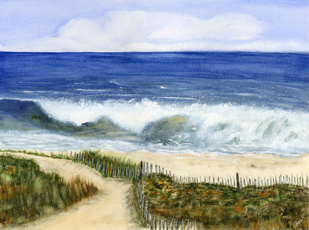 Nags Head Beach Path - Watercolor Print - Beach House - Ocean - Etsy