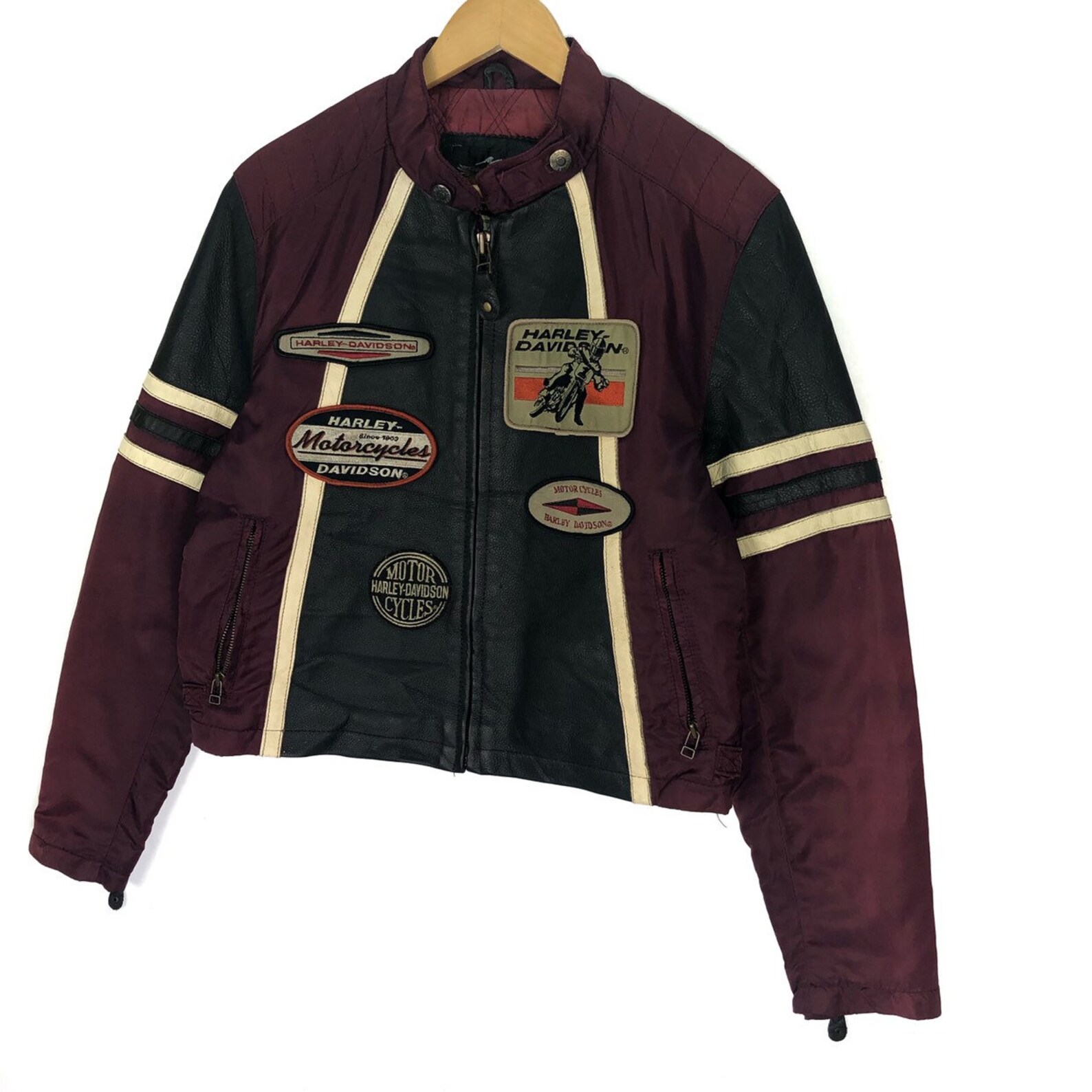 Vintage Harley Davidson Racing Suit Leather Jacket Full Zipped Biker ...